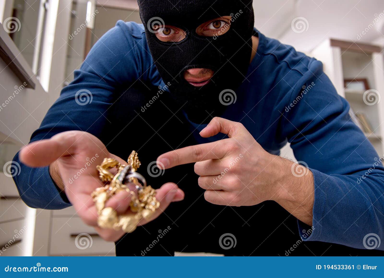 Male Robber Stealing Valuable Things from the House Stock Image - Image ...