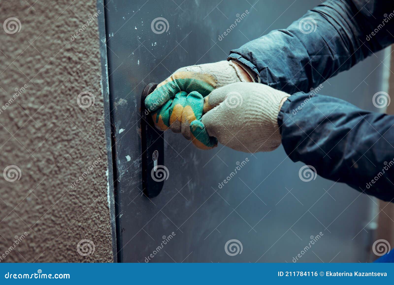 Robber Thief Criminal With Gun Standing Behind A Asian Women And To ...