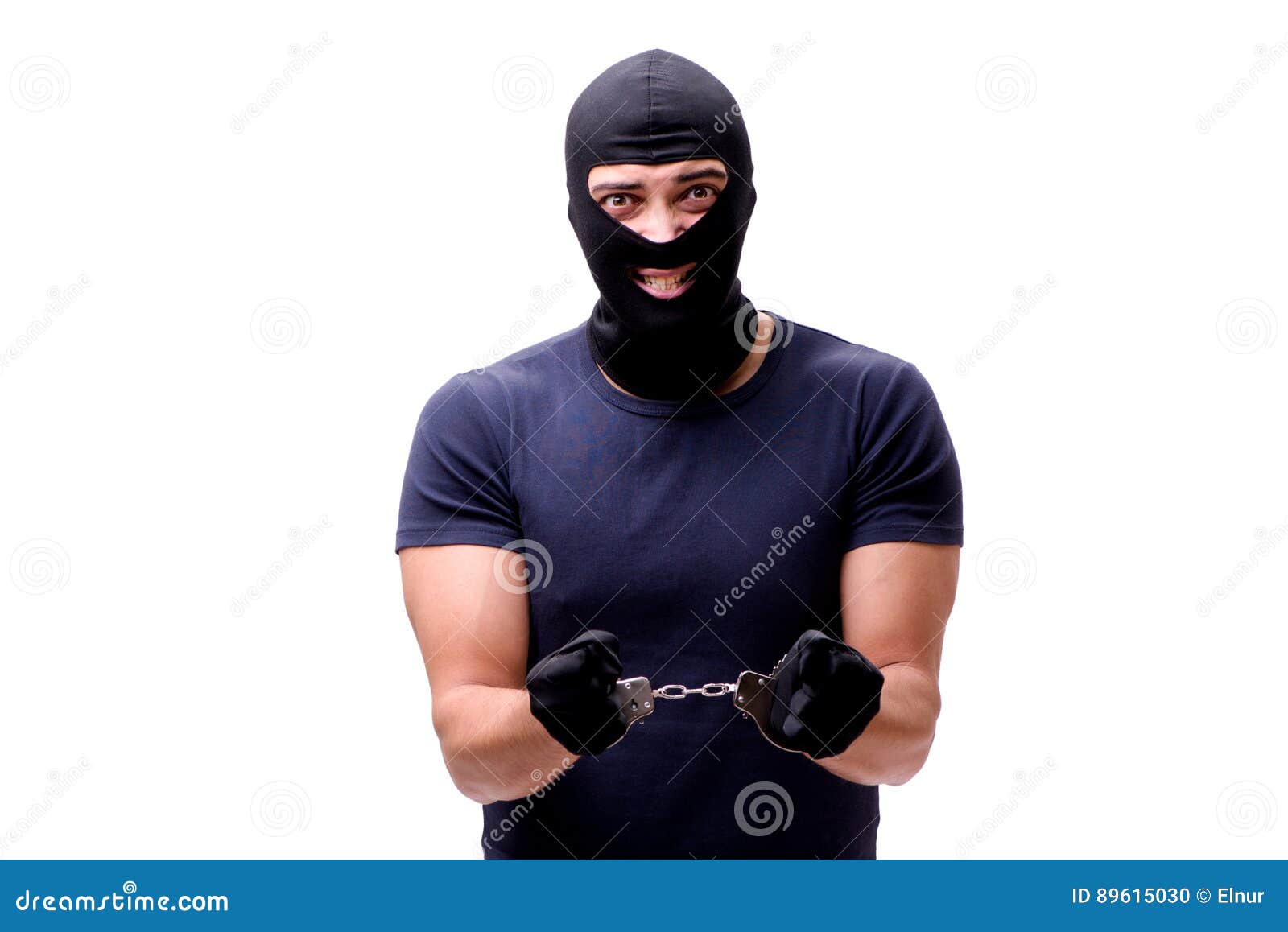 The Robber Wearing Balaclava Isolated on White Stock Photo - Image of ...