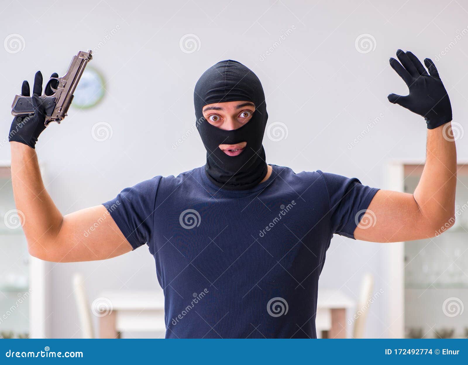 Robber Wearing Balaclava Stealing Valuable Things Stock Photo - Image ...