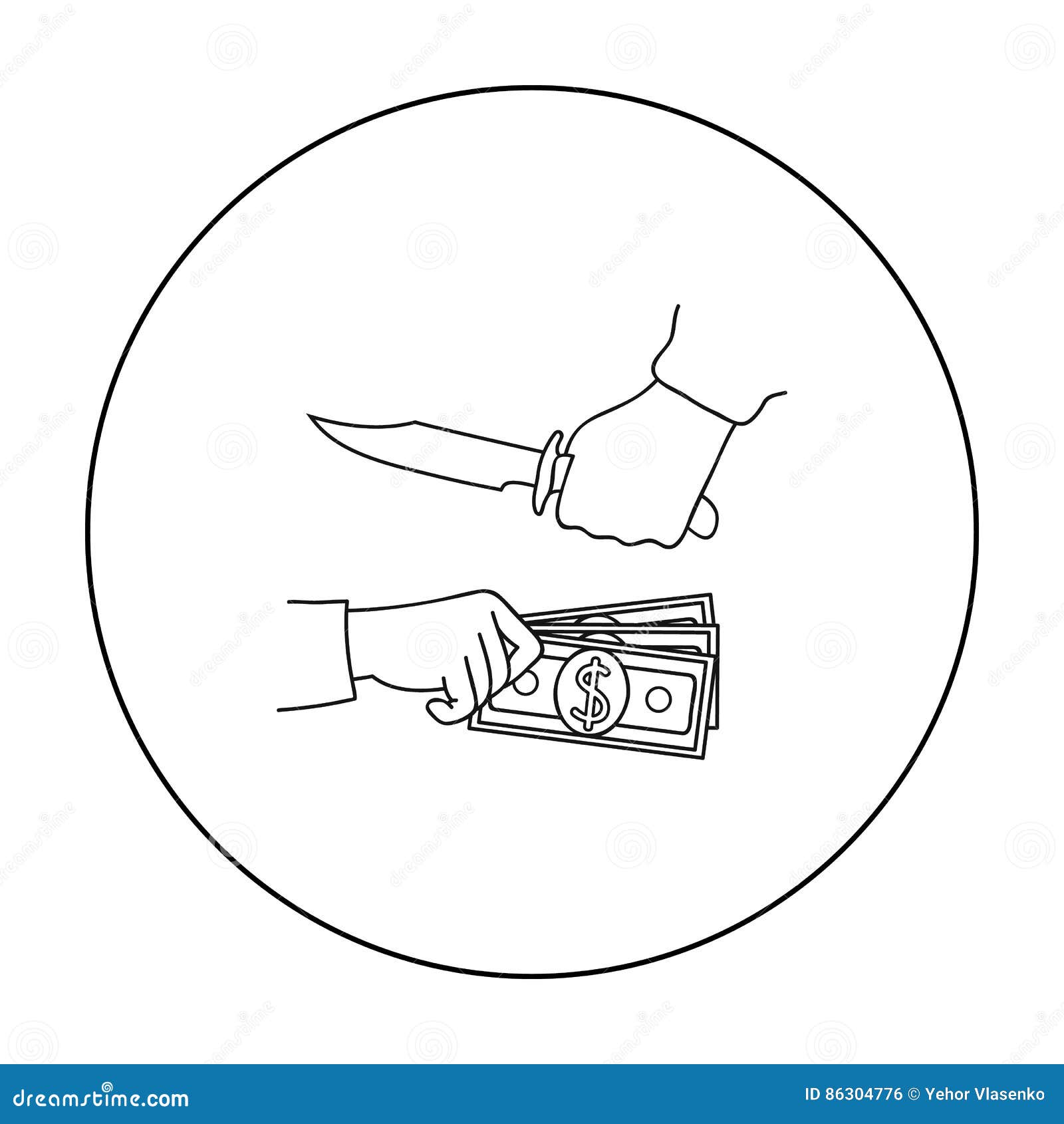 Robbery Icon in Outline Style Isolated on White. Crime Symbol. Stock ...