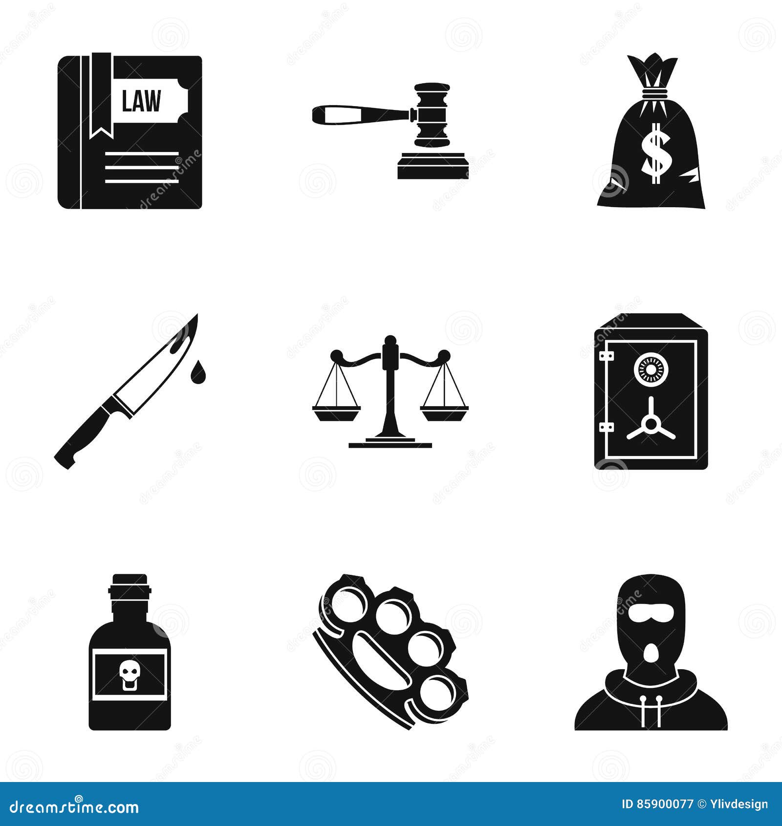 Robbery Icons Set, Simple Style Stock Vector - Illustration of book ...