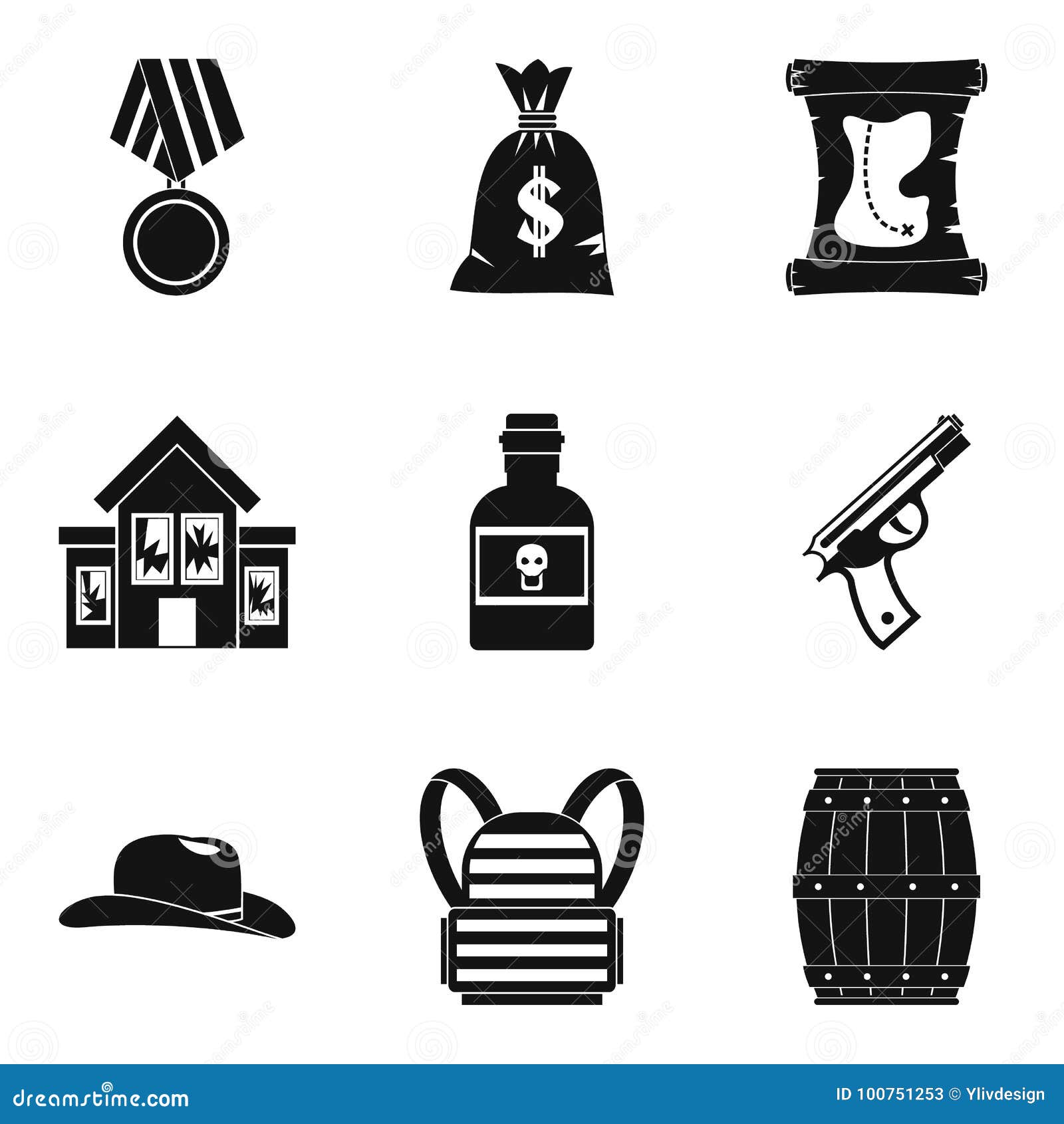 Robbery Icons Set, Simple Style Stock Vector - Illustration of fire ...