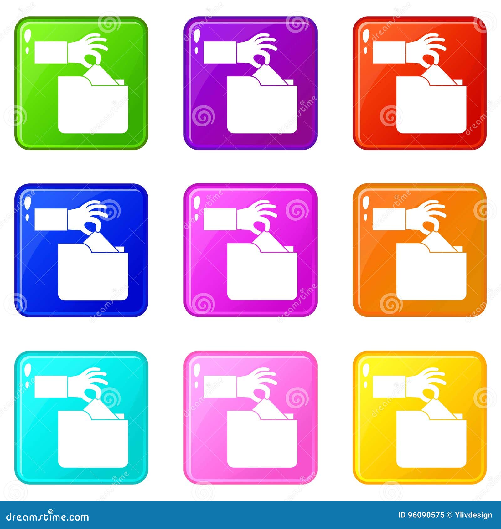 Robbery Secret Data in Folder Icons 9 Set Stock Vector - Illustration ...