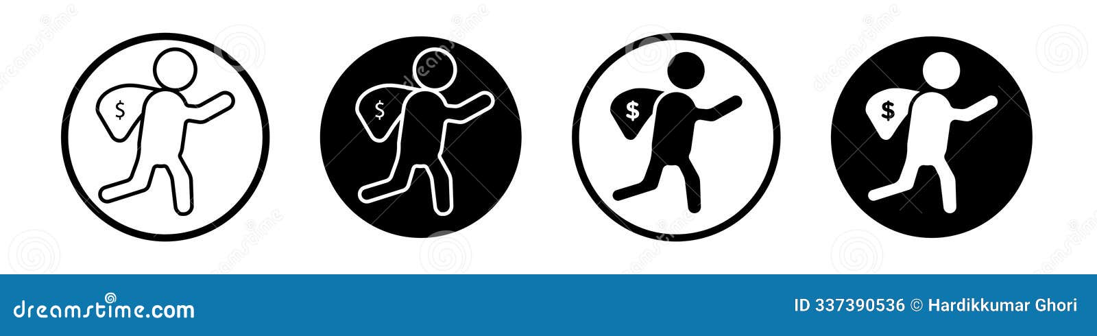 Robbery Thin Line Icon, Crime And Burglary, Thief With Money Bag Sign ...