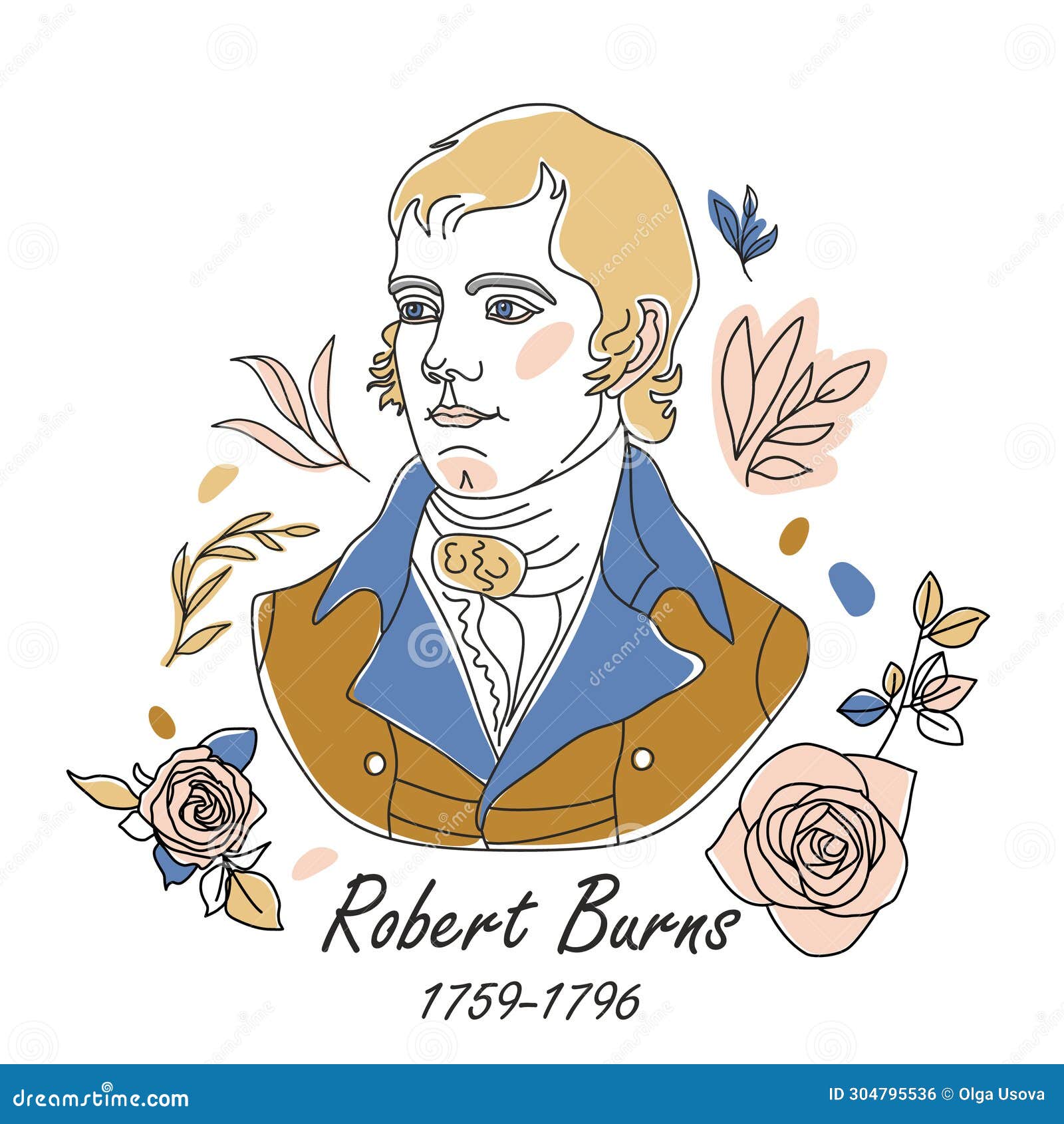 Robbie Burns Icon Line Element. Vector Hand Drawn Illustration Of ...