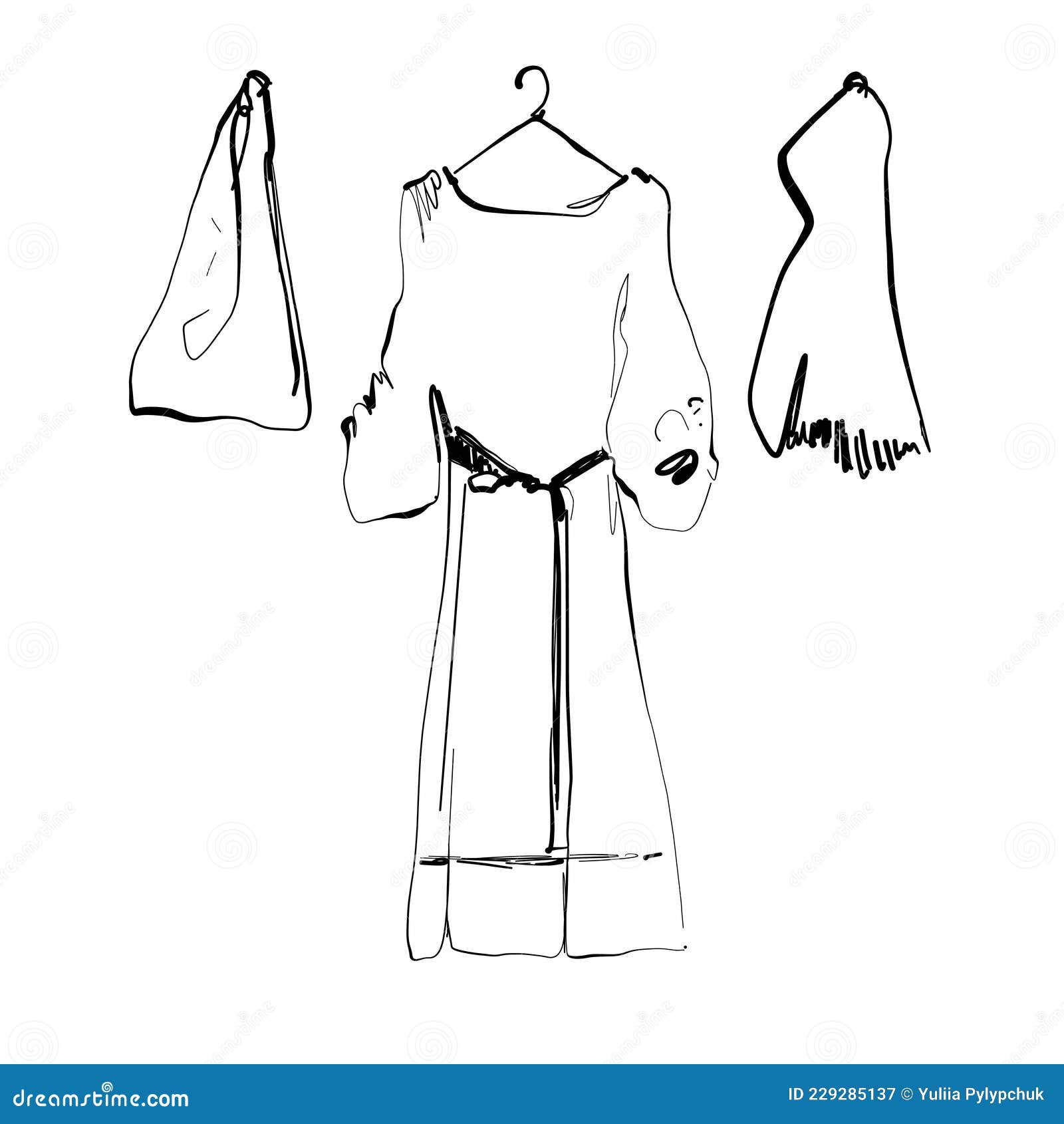 Robe for the Shower, Bathrobe, Doodle, Sketch Illustration Stock Vector ...