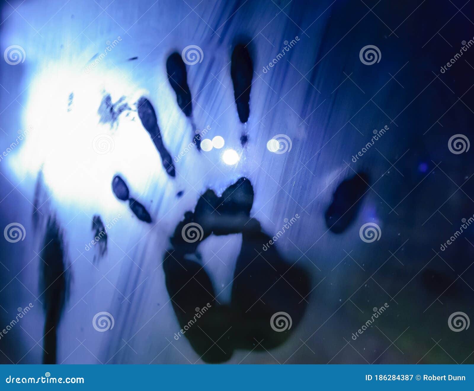 Scary Hand Print on Smear Grunge Window Concept Crime and Investigation ...