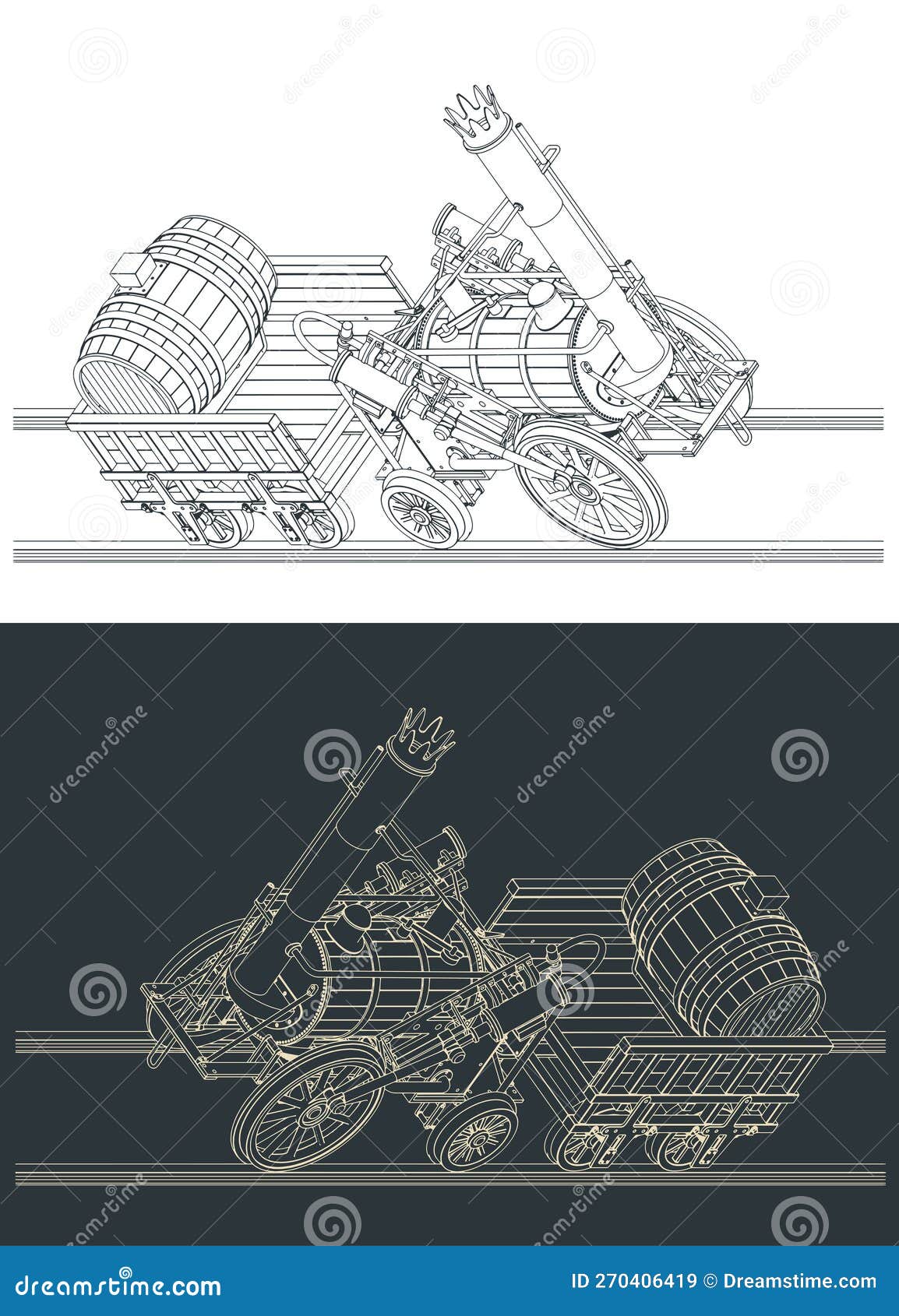 Robert Stephenson`s Steam Locomotive Illustrations Cartoon Vector ...