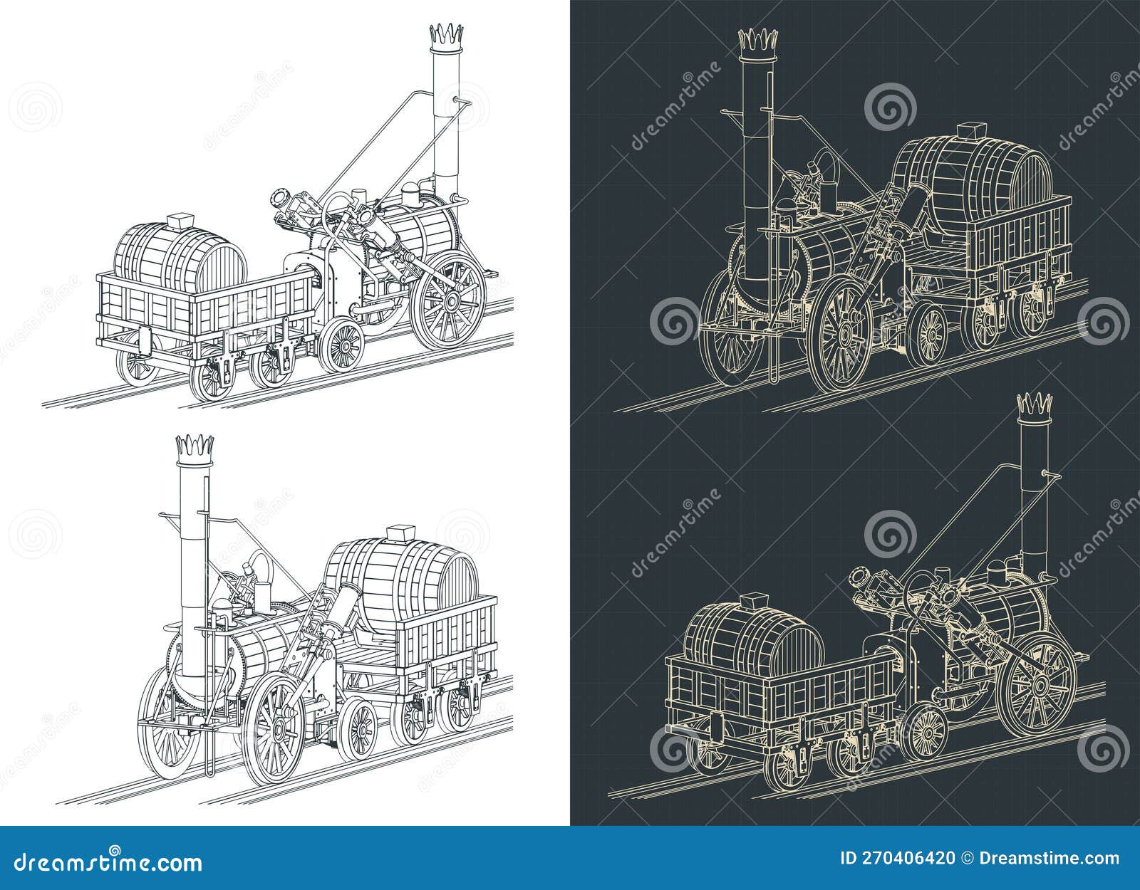 Robert Stephenson`s Steam Locomotive Vector Illustration ...