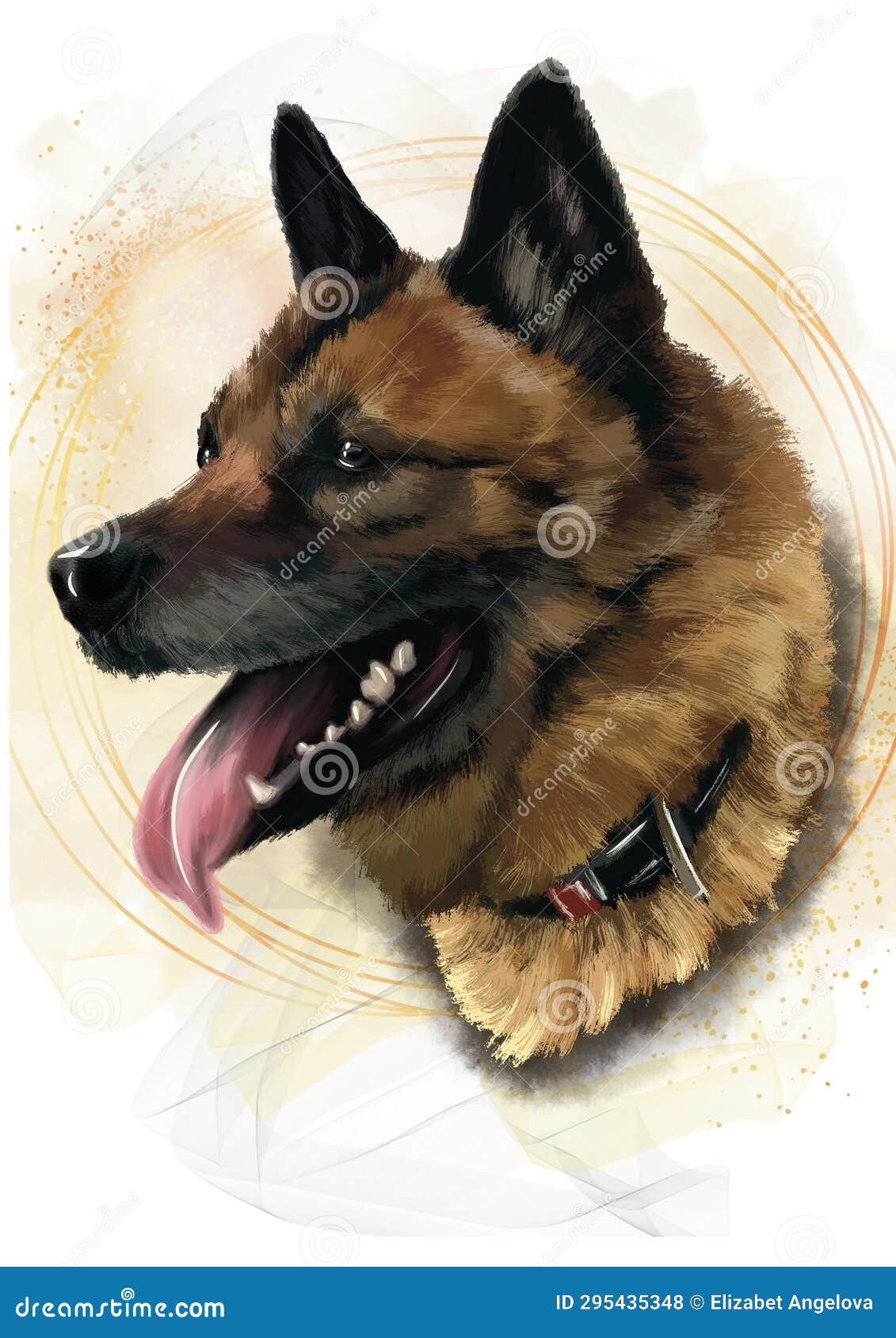 Digital Drawing Art of a Dog German Shepherd Stock Illustration ...