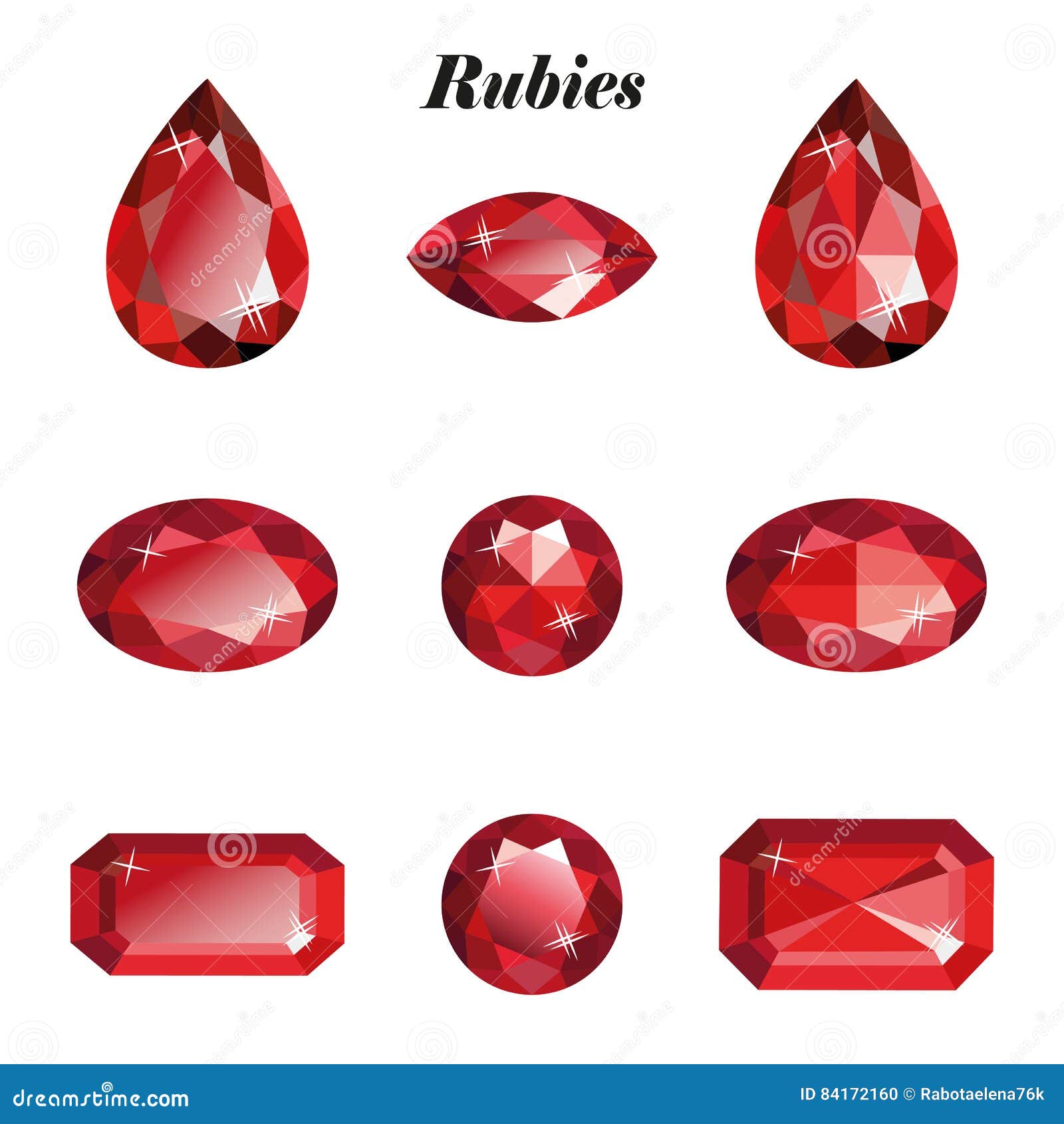 Robijnen Geplaatst Geïsoleerd Vector Illustratie - Illustration of ...