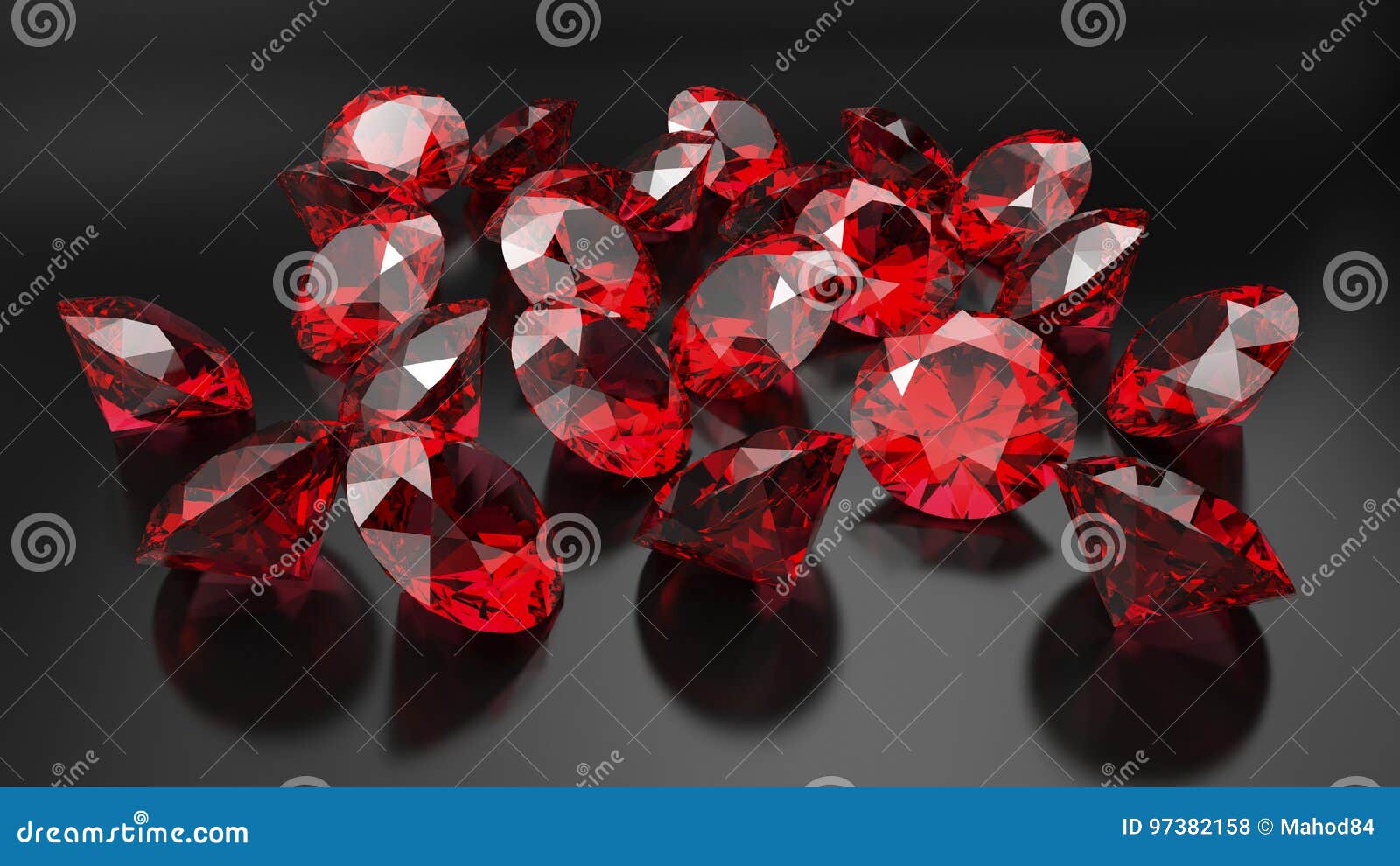 Robijnen Op Een Zwarte Achtergrond Stock Illustratie - Illustration of ...