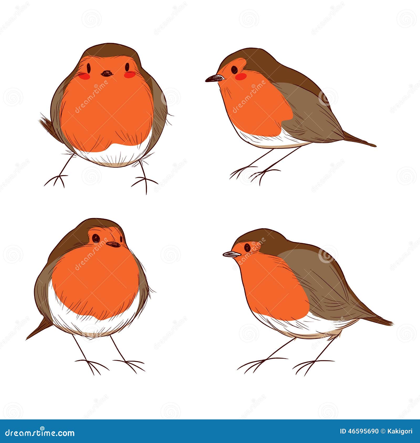 Robin Bird Color Set stock vector. Illustration of orange - 46595690
