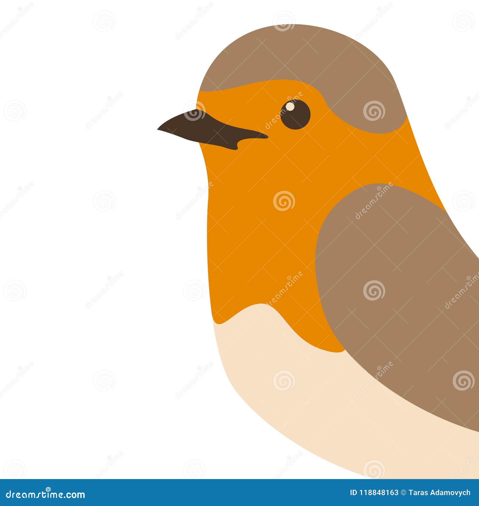 Robin Bird Head Vector Illustration Flat Style Profile Stock Vector ...