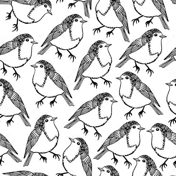 Robin bird pattern stock vector. Illustration of retro - 50509681