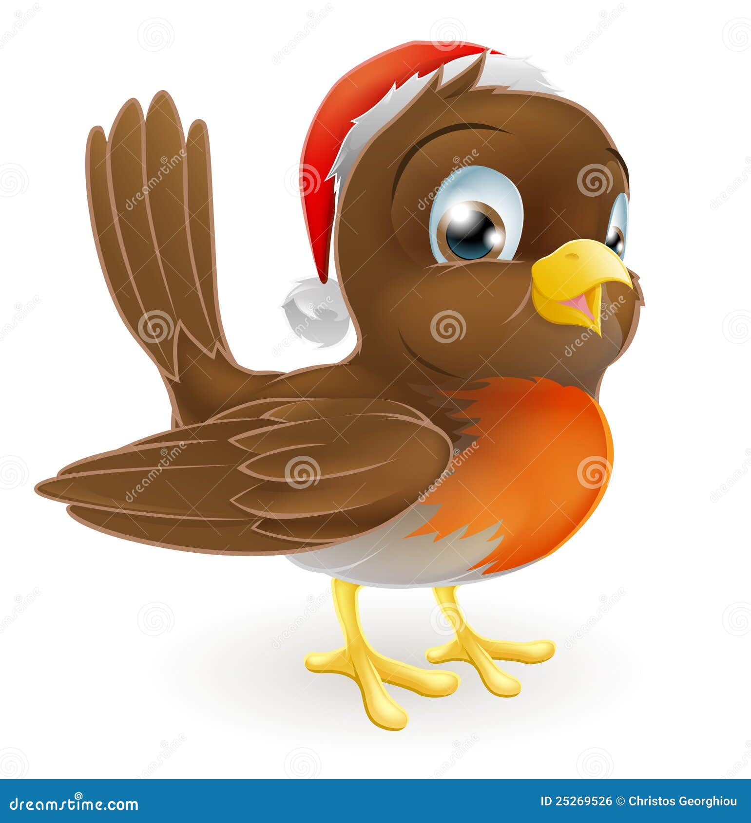 Robin bird in a Santa Hat stock vector. Illustration of claus - 25269526