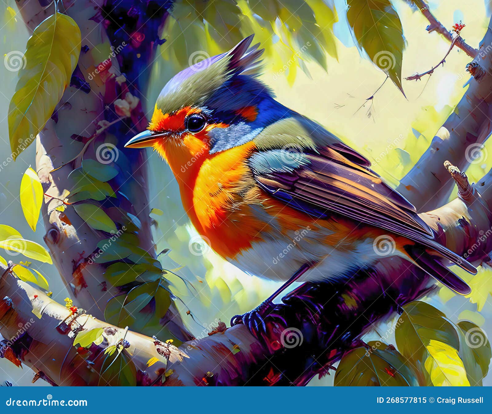 Robin Bird Sitting on a Tre Branch Stock Illustration - Illustration of ...