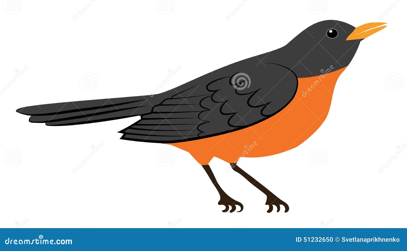 Robin Bird,vector Illustration ,flat Style, Profile | CartoonDealer.com ...