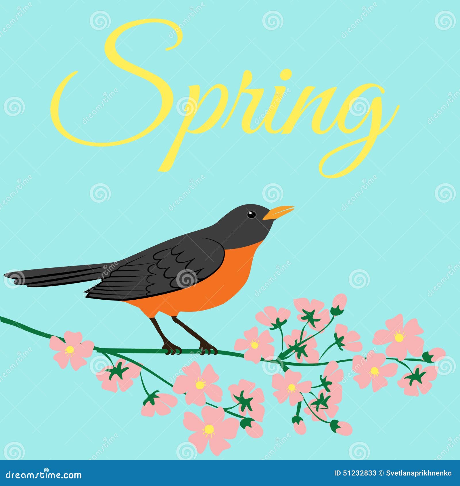 Robin bird stock vector. Illustration of blue, european - 51232833