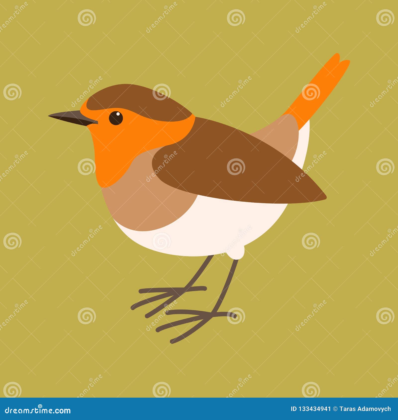 Robin Bird Vector Illustration, Flat Style,profile Stock Vector ...