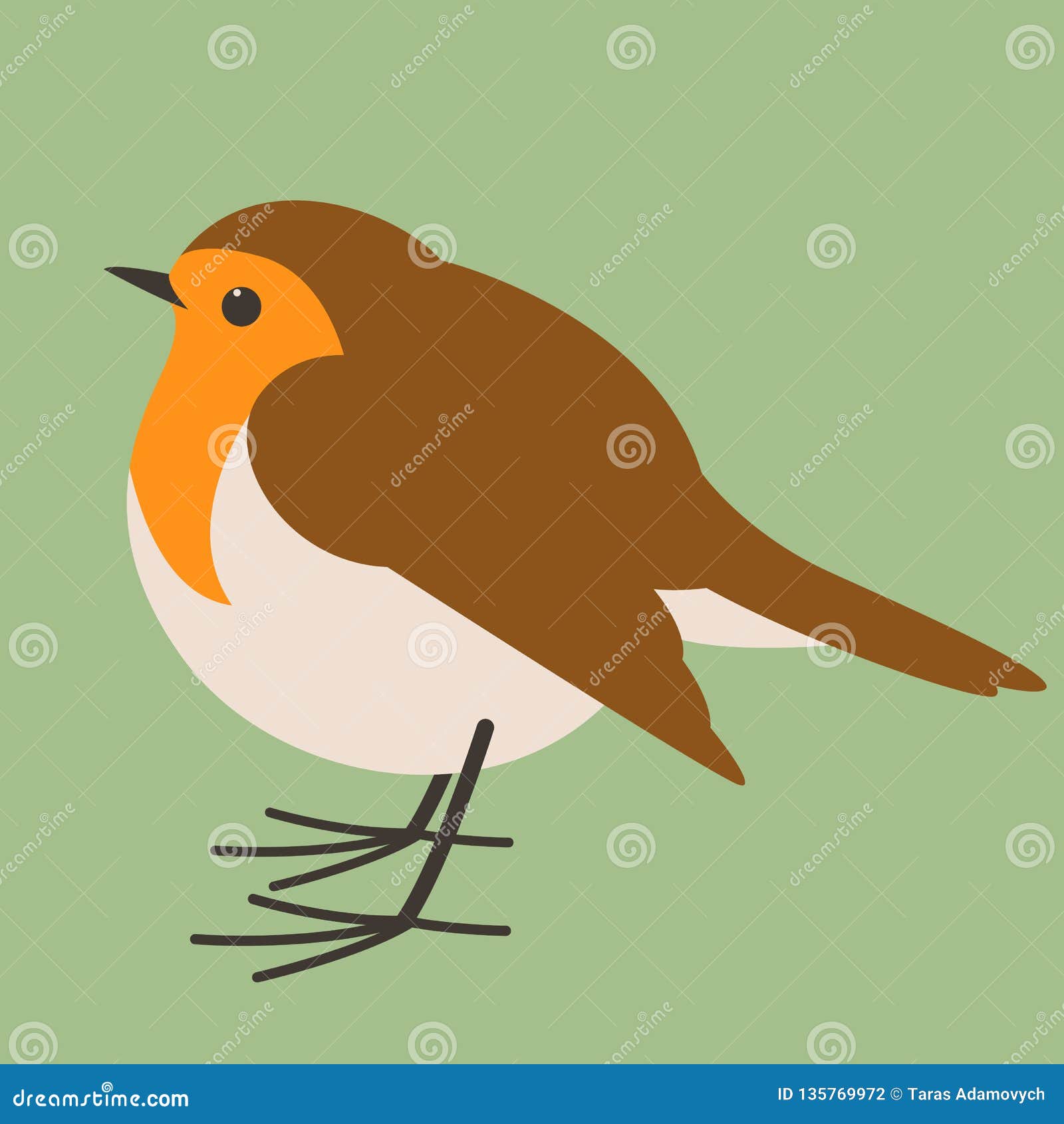 Robin Bird , Vector Illustration , Flat Style, Profile Stock Vector ...