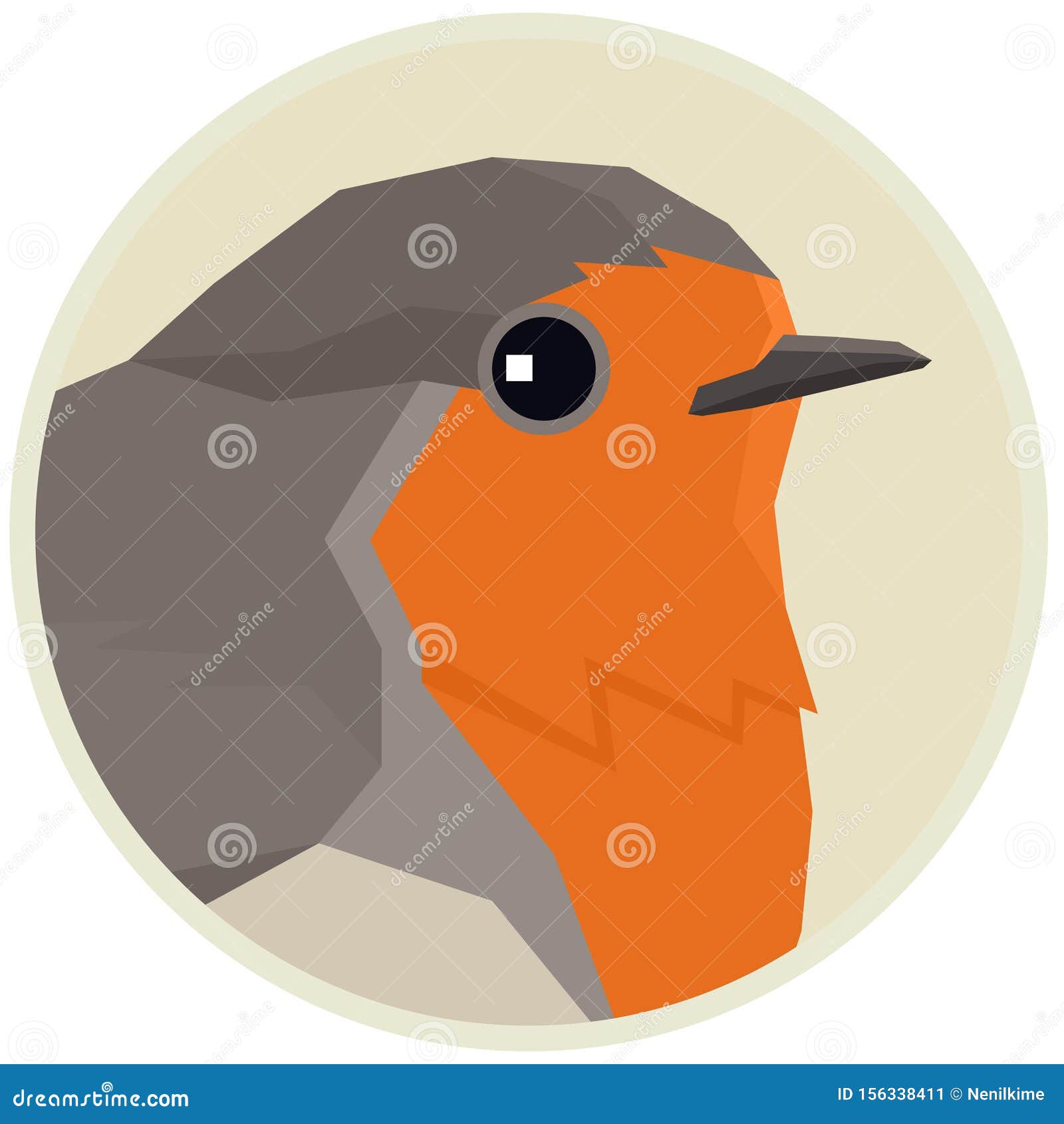 Robin Bird Vector Illustration Round Frame Stock Vector - Illustration ...