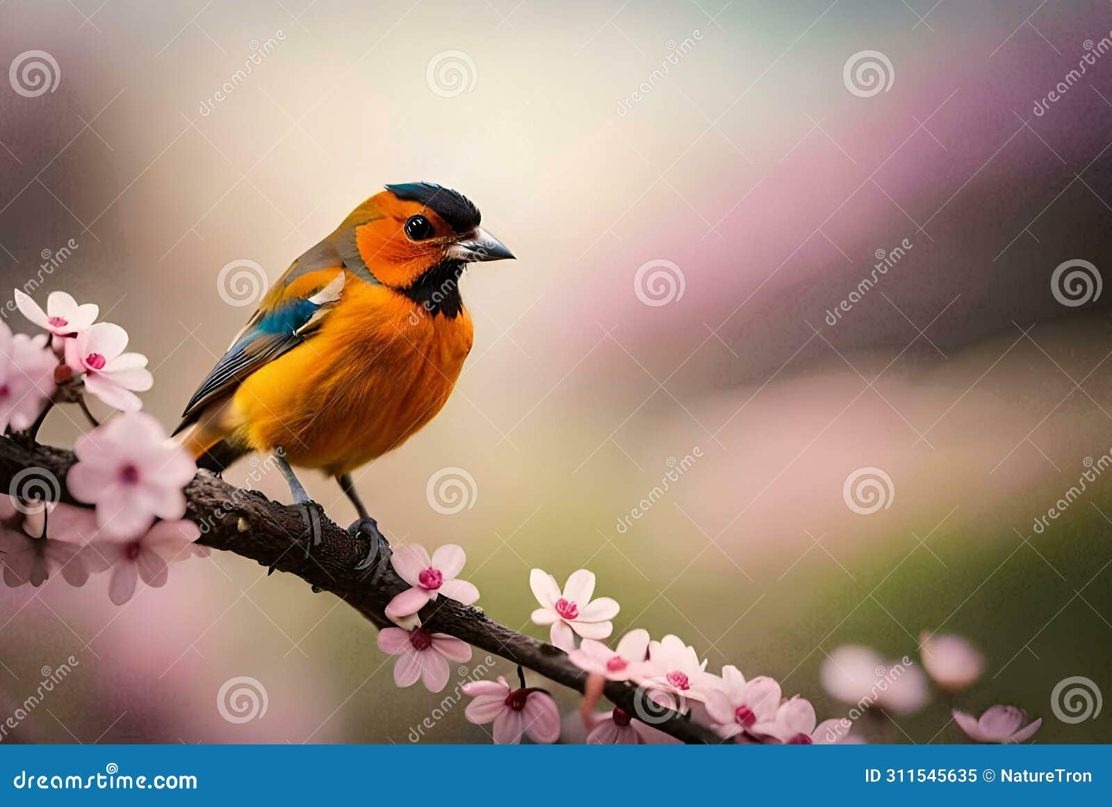 Robin on Branch Bird on a Branch Stock Illustration - Illustration of ...