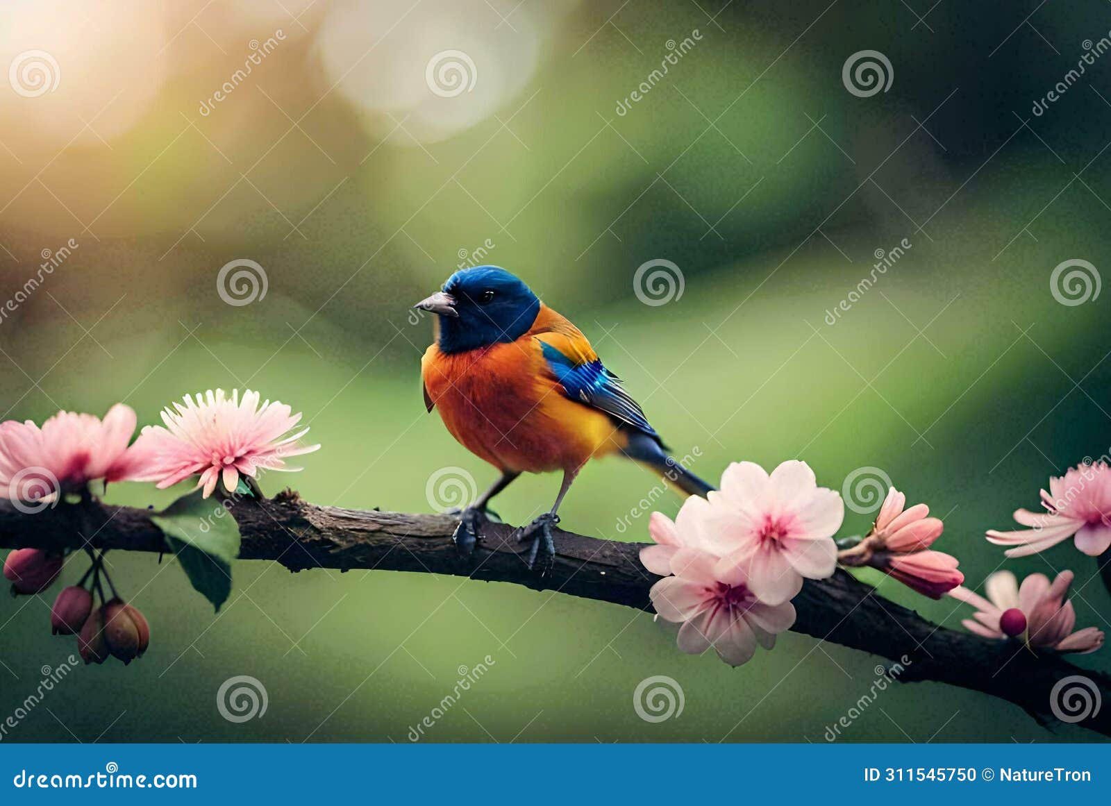 Robin on a Branch Bird on a Branch Stock Illustration - Illustration of ...