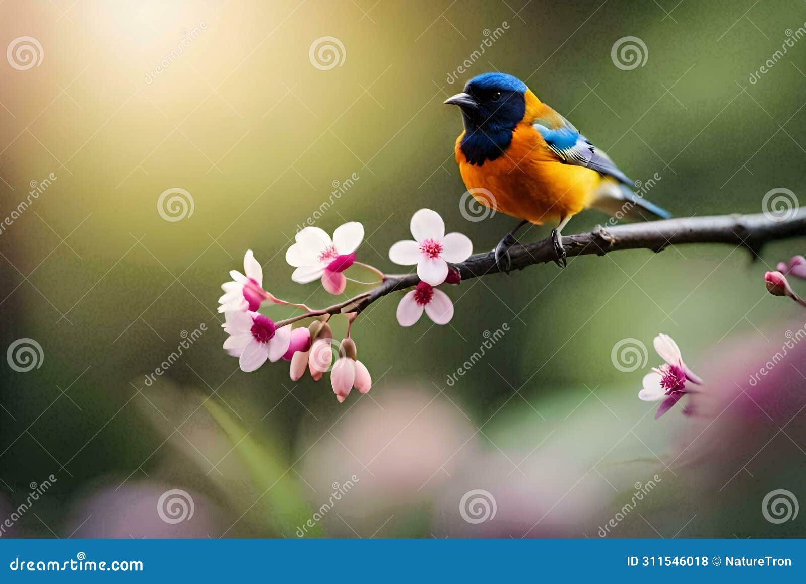 Robin on Branch Bird on a Branch Stock Illustration - Illustration of ...