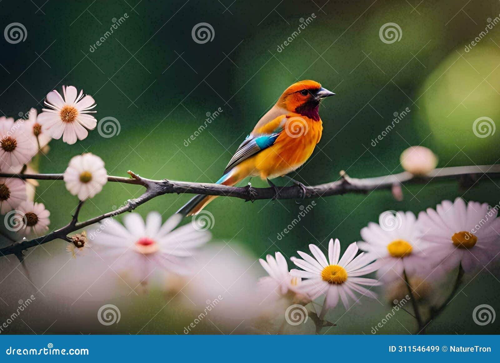 Robin on a Branch Bird on a Branch Stock Illustration - Illustration of ...