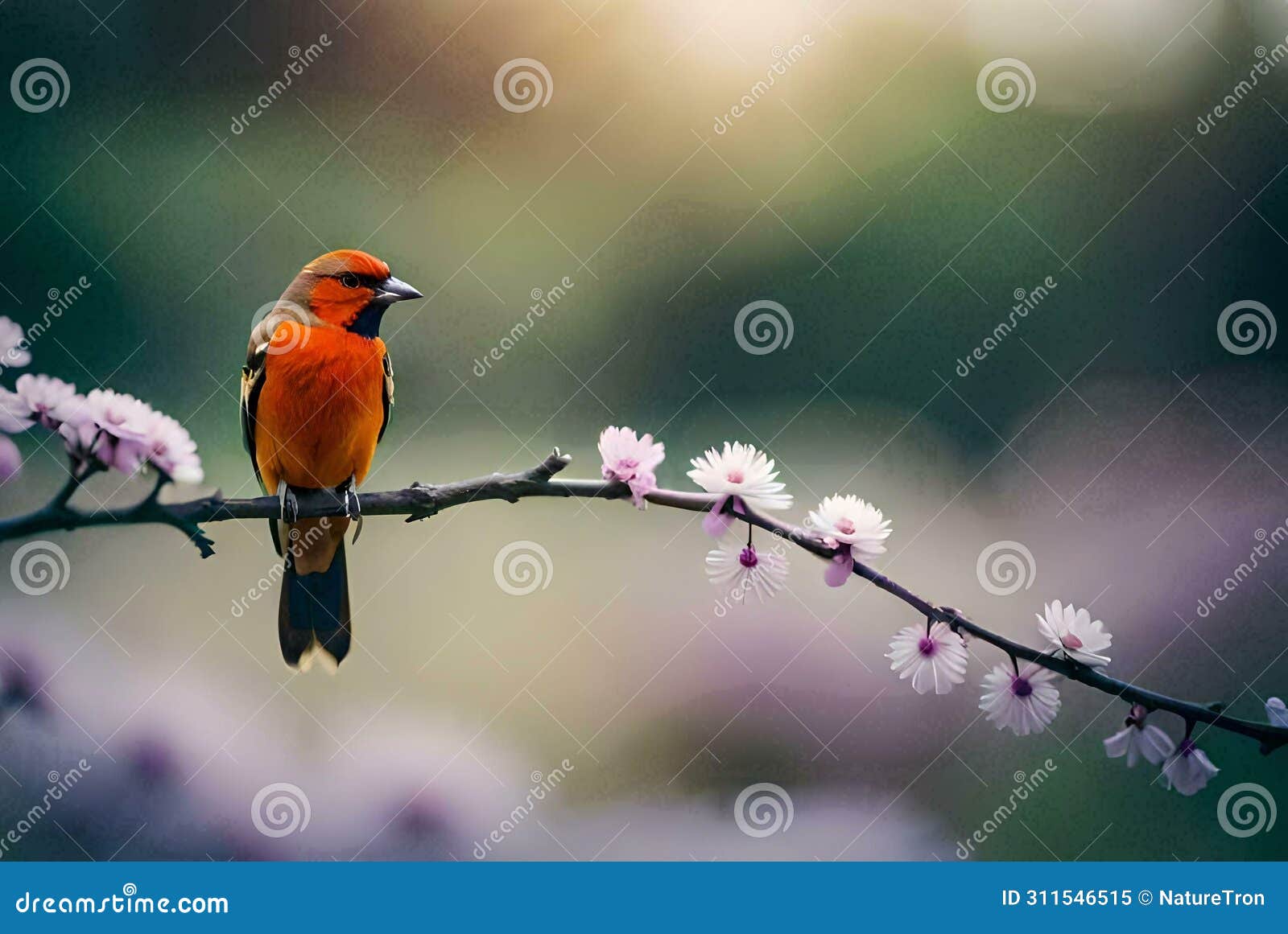 Robin on Branch Bird on a Branch Stock Illustration - Illustration of ...