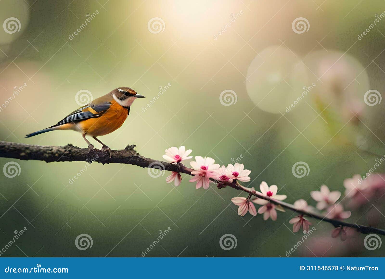 Robin on Branch Bird on a Branch Stock Illustration - Illustration of ...