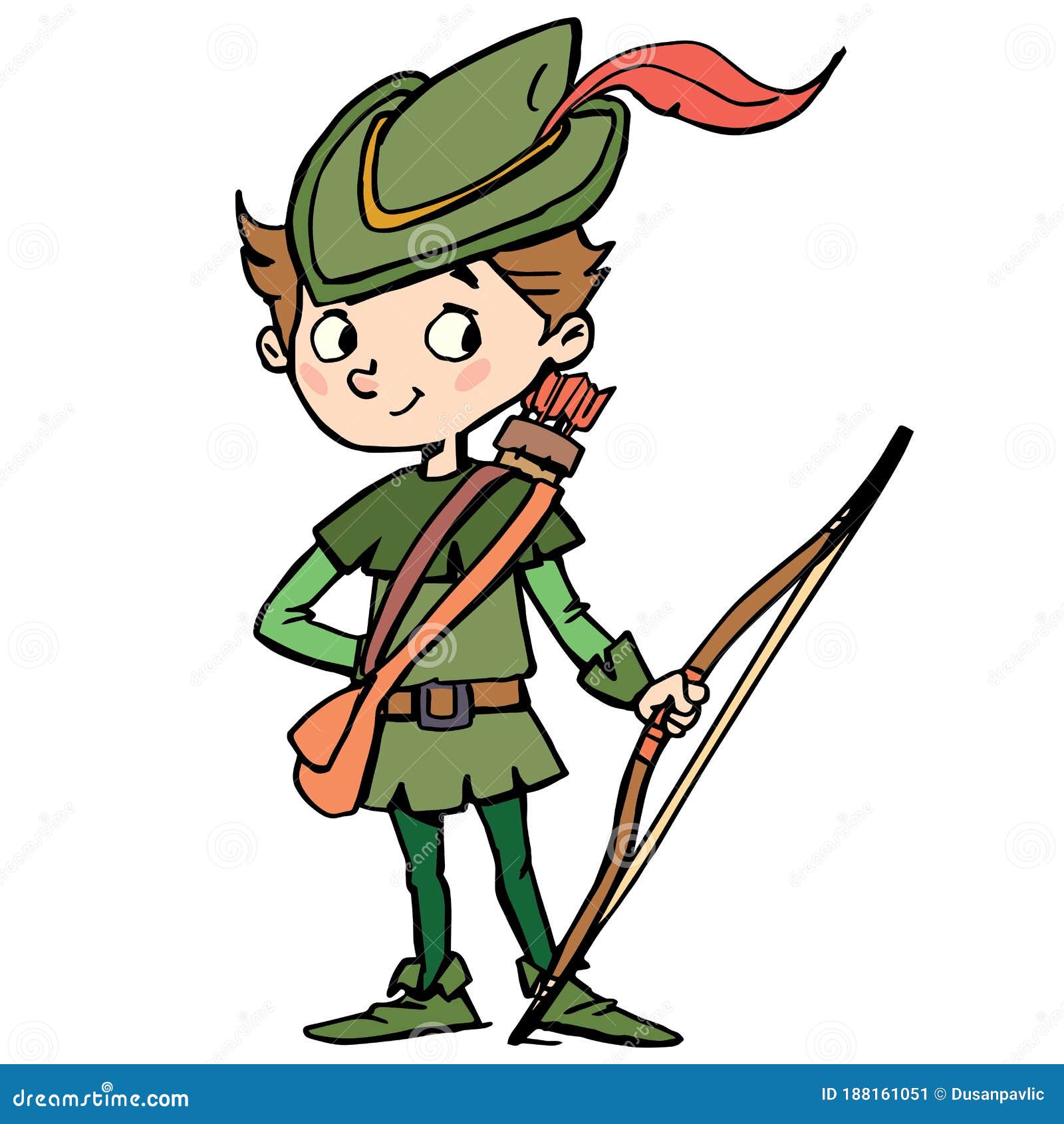Robin Hood Boy with a Bow and Arrow Stock Vector - Illustration of ...