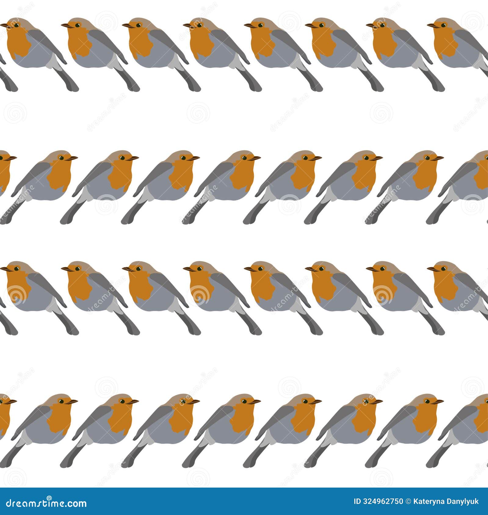 Robin Seamless Pattern on White Stock Vector Illustration Stock Vector ...