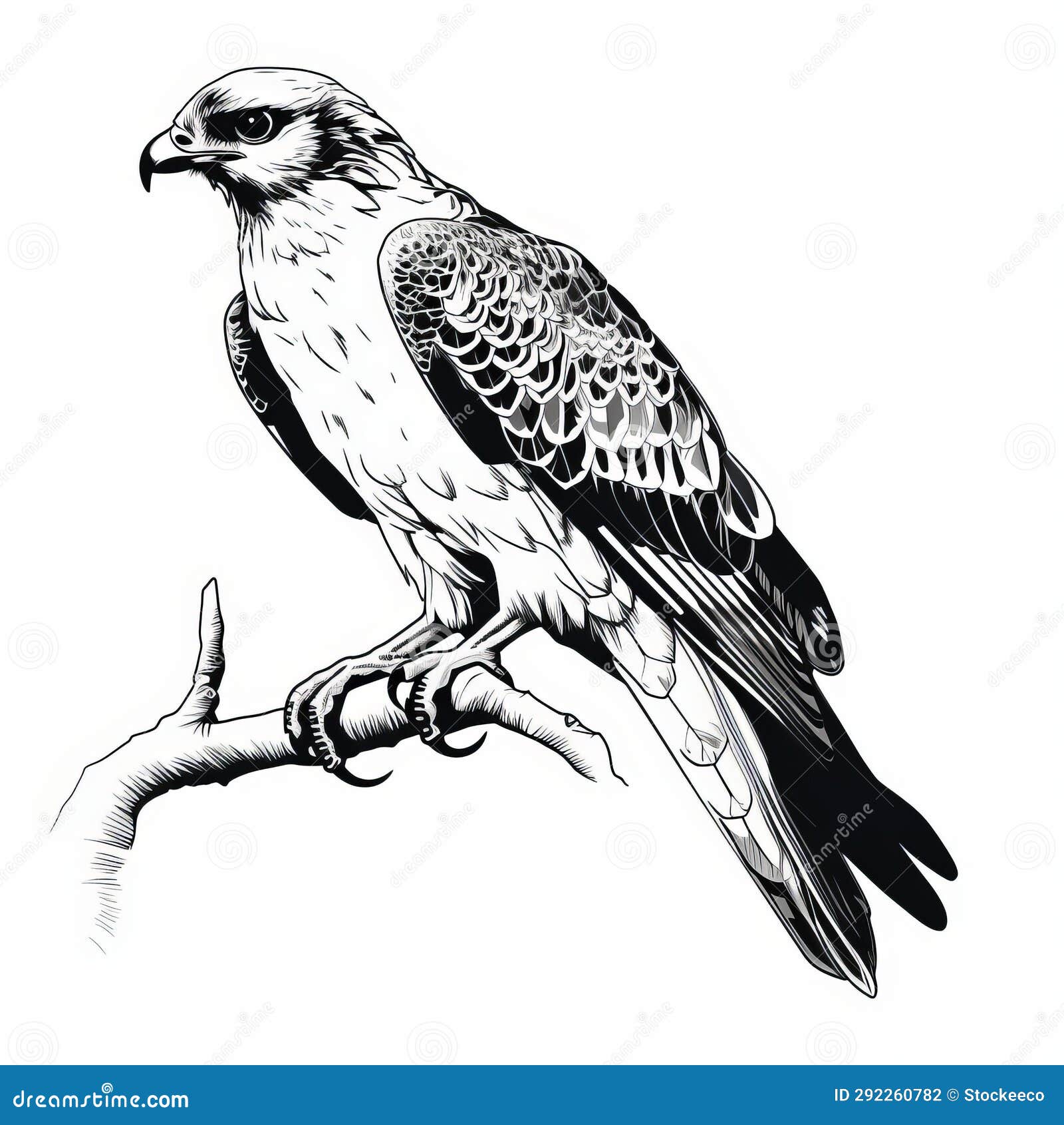 Osprey Outline Coloring Page For Children Royalty-Free Cartoon ...