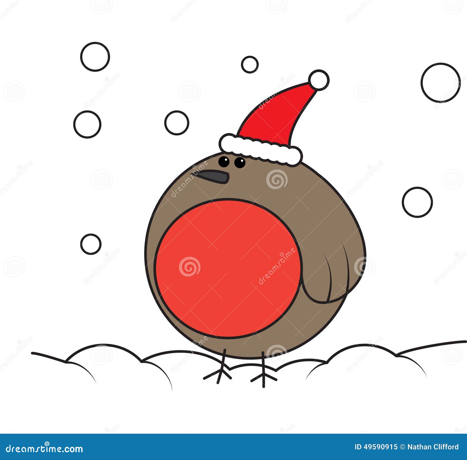 Robin in the snow stock illustration. Illustration of little - 49590915