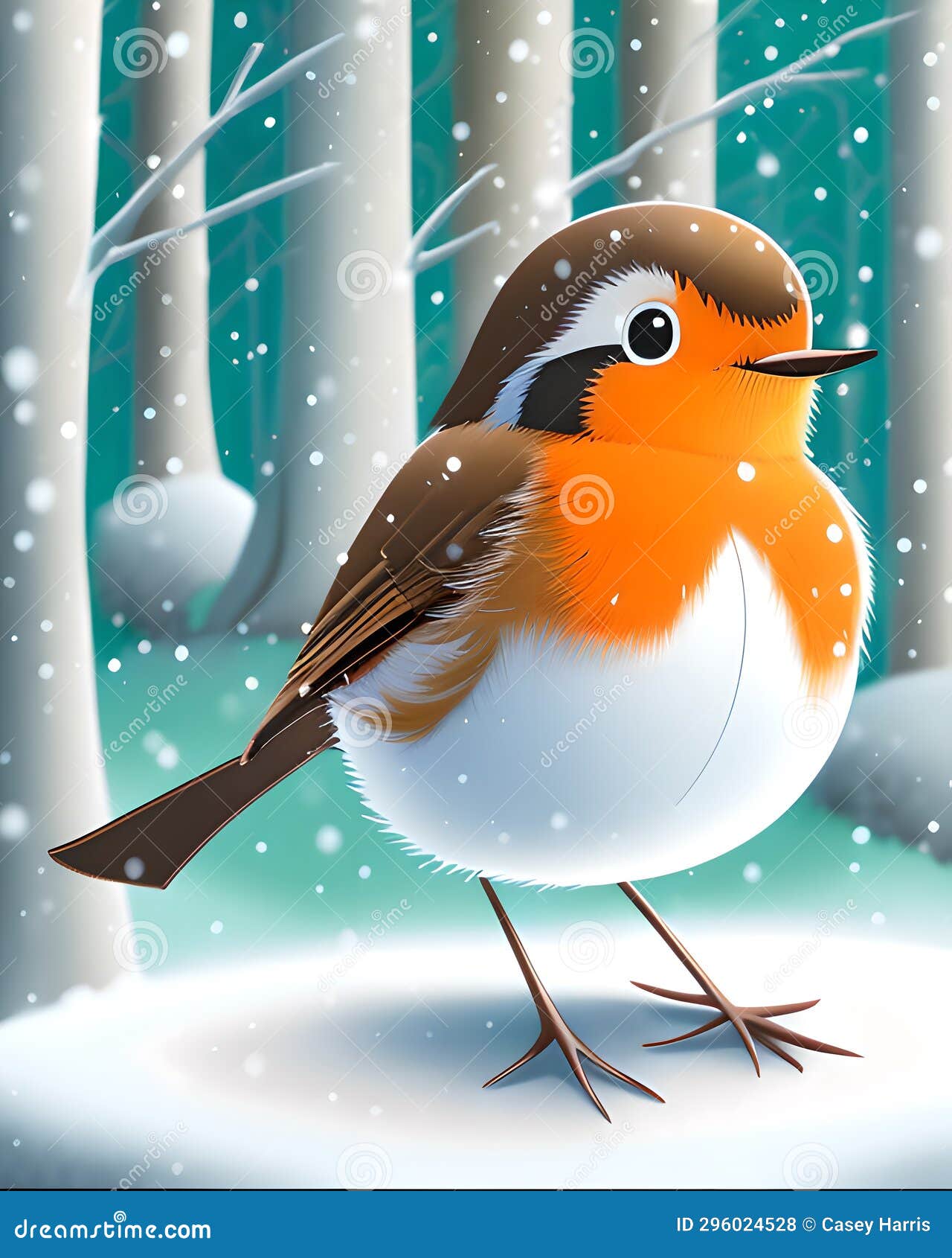 Robin in the snow stock illustration. Illustration of ducks - 296024528
