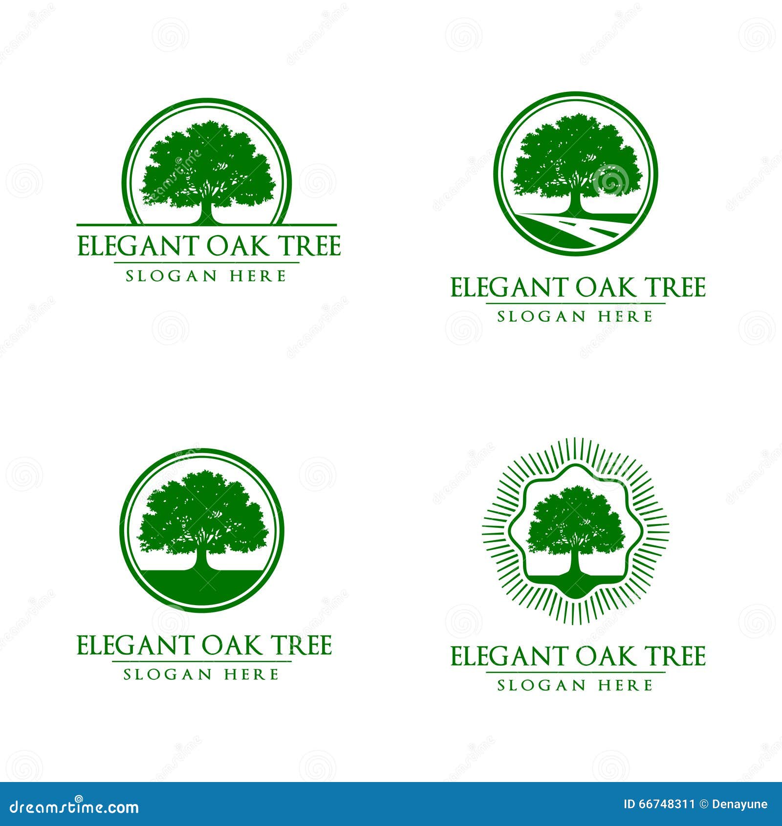 Roble, árbol, logotipo stock de ilustración. Ilustración de verde ...