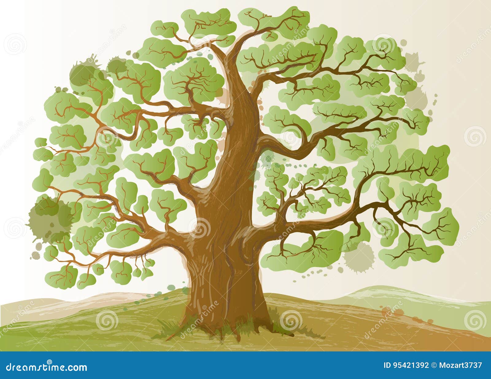 Roble del vector ilustración del vector. Ilustración de roble - 95421392