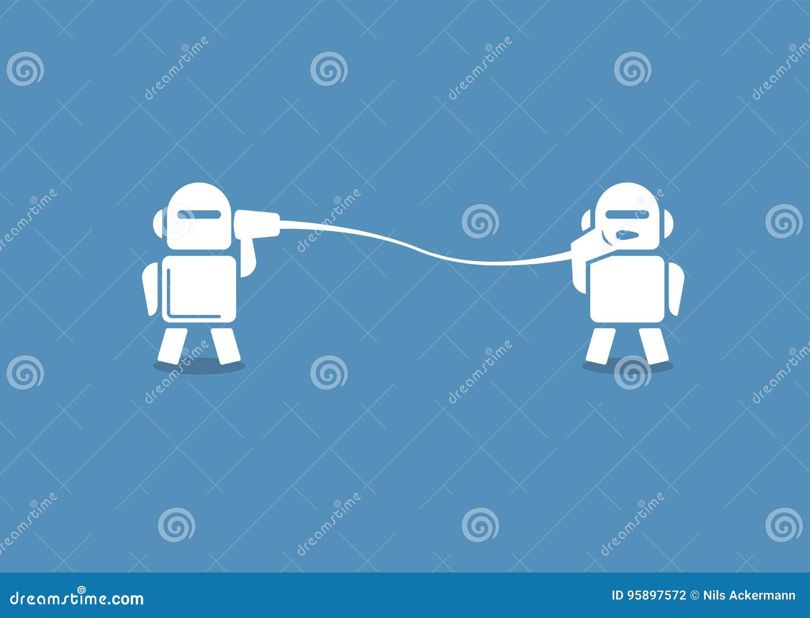 Robo Advisor Concept As Illustration. Two Robots Communicating Stock ...