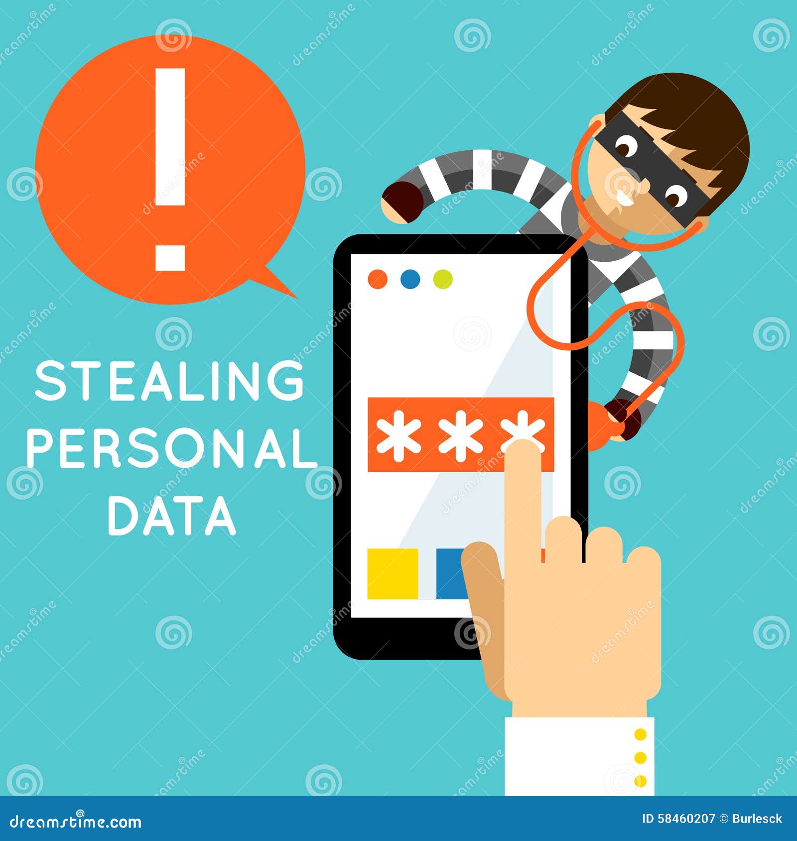 Robo de datos personales ilustración del vector. Ilustración de secreto ...