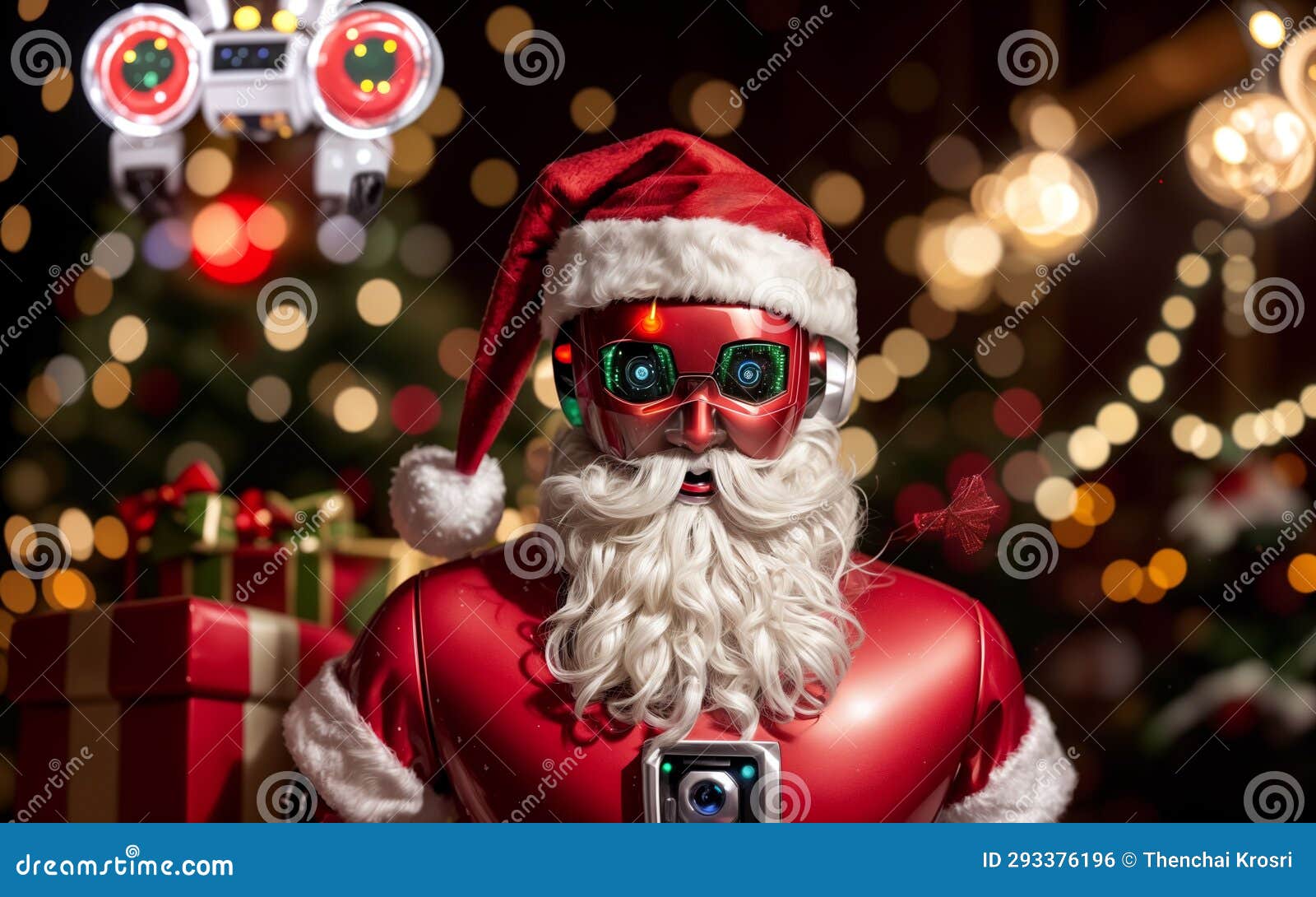 Robo-Santa Bringing Techno-Cheer To Christmas Stock Illustration ...