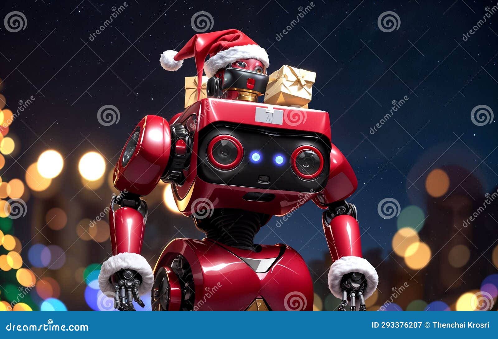 Robo-Santa Bringing Techno-Cheer To Christmas Stock Illustration ...