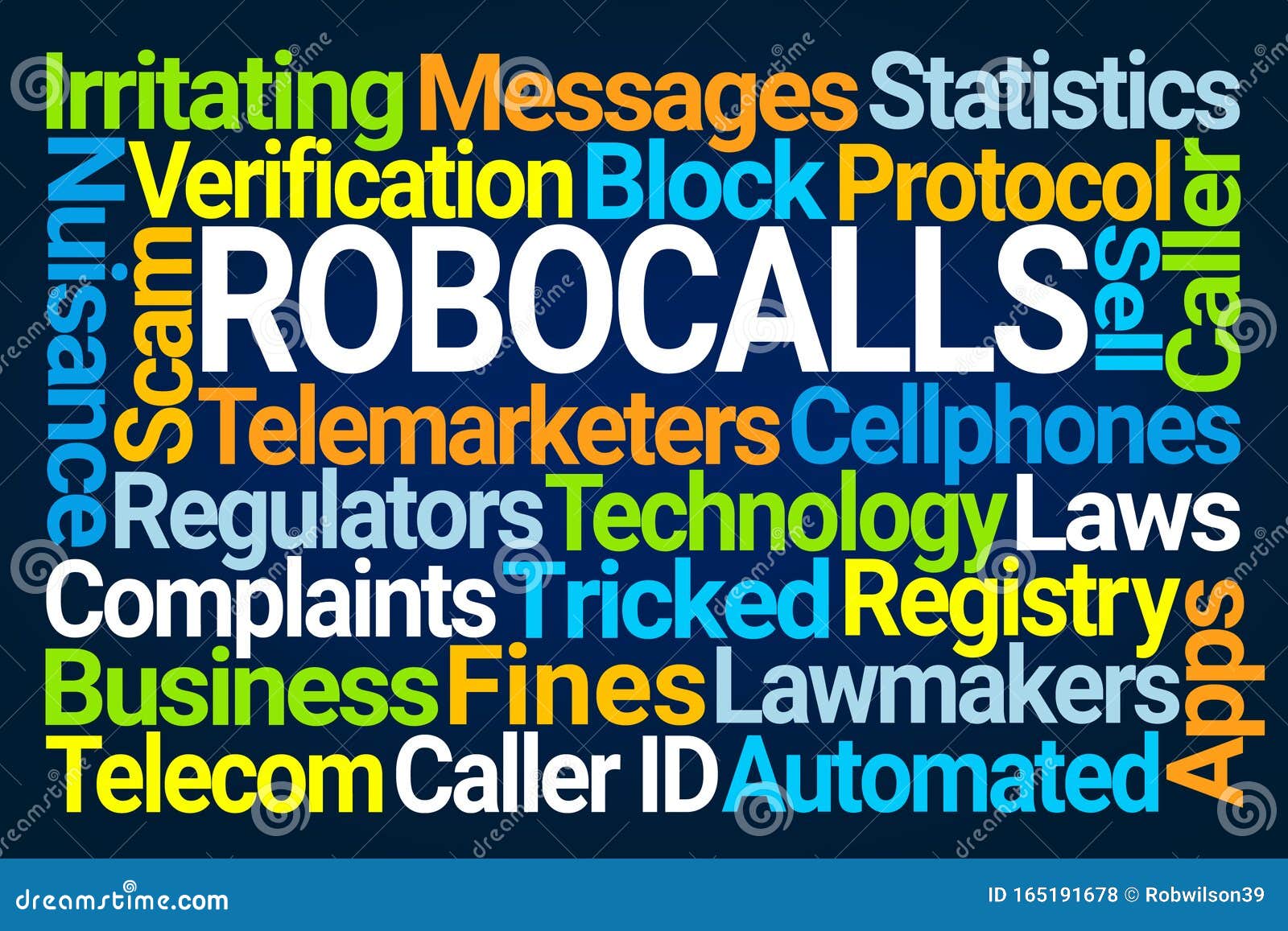 Robocalls Word Cloud stock illustration. Illustration of blue - 165191678