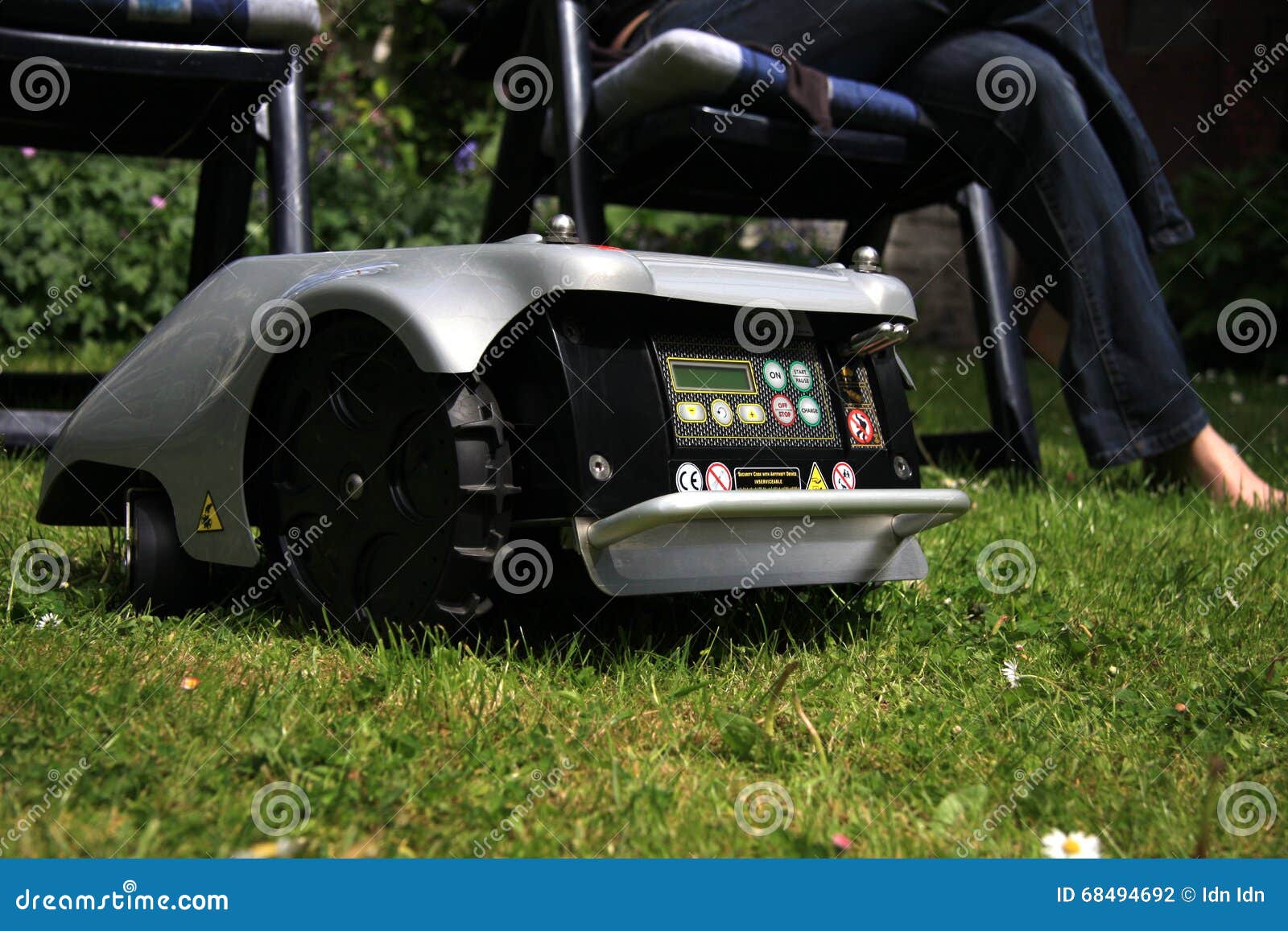 Robomower stock photo. Image of mower, hand, lawn, green - 68494692