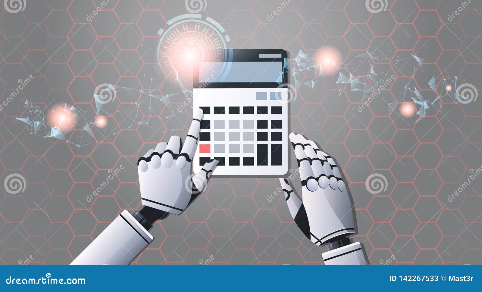 Robot Accountant Using Calculator Top Angle View Artificial ...