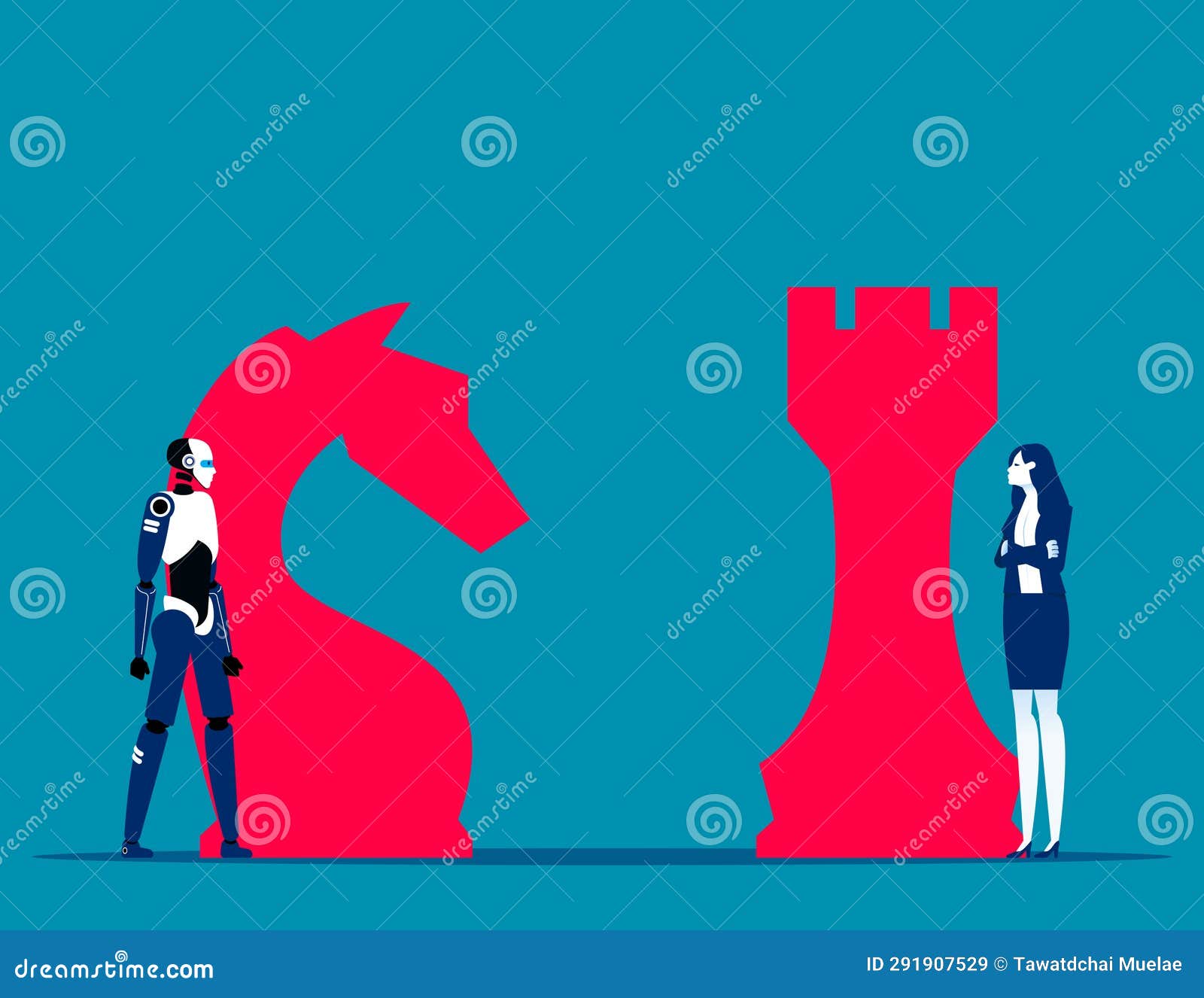 Robot and Ahuman are Playing Chess. Robot Vs Human Concept Stock ...