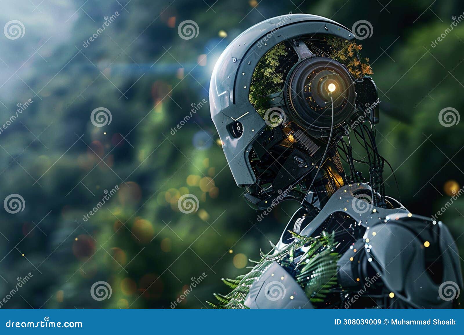 Robot AI, Blending Tech with Nature, Earth Friendly Innovation Symbol ...