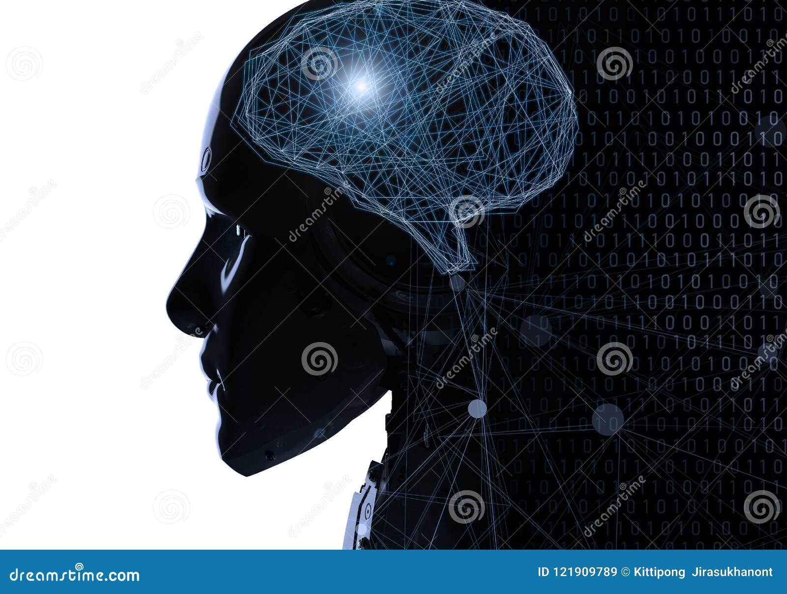 Robot with ai brain stock illustration. Illustration of cyborg - 121909789